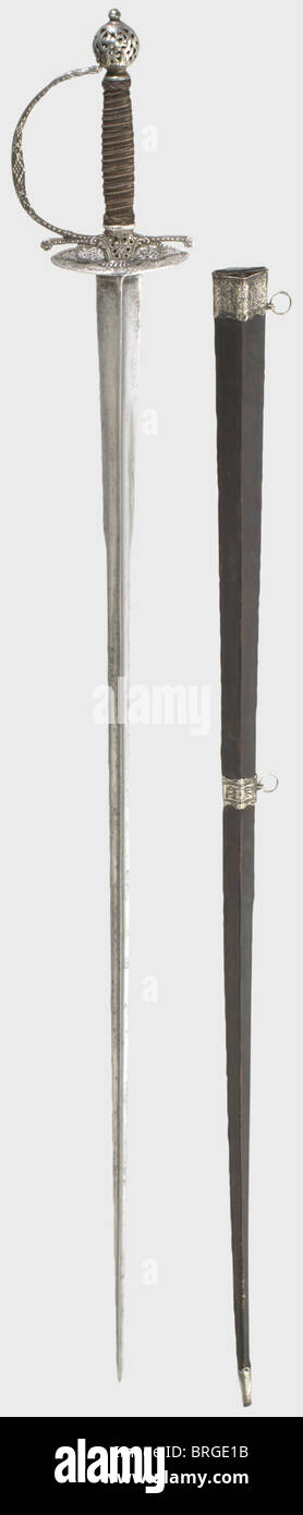 A silver-mounted French smallsword, circa 1780 Strong, fluted ...