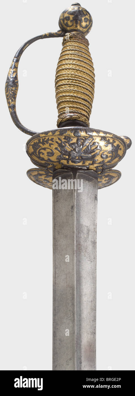A chiselled French smallsword,circa 1760 A triangular colichemarde ...