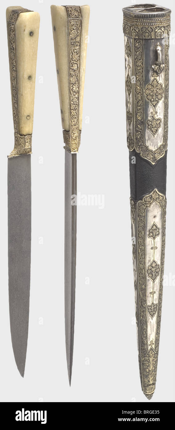 A silver-mounted Ottoman double knife,circa 1720 Each has a single ...