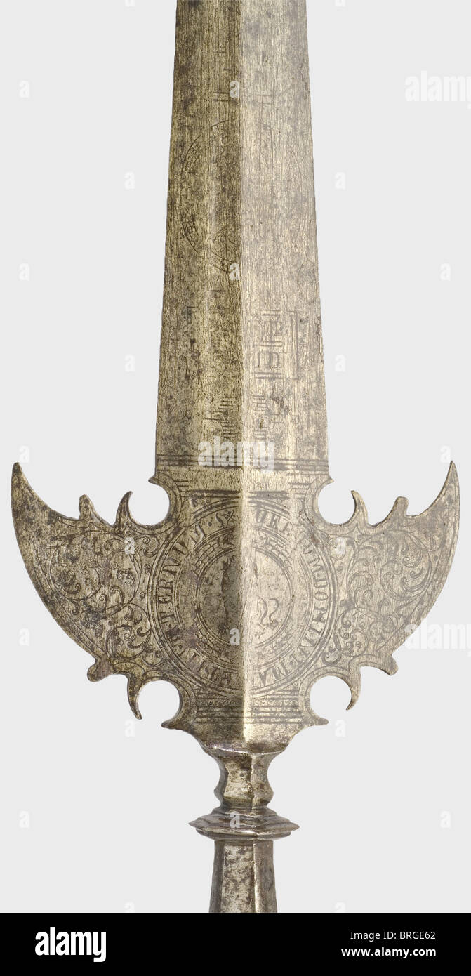 A German palace guard spontoon,middle of the 17th century The double ...