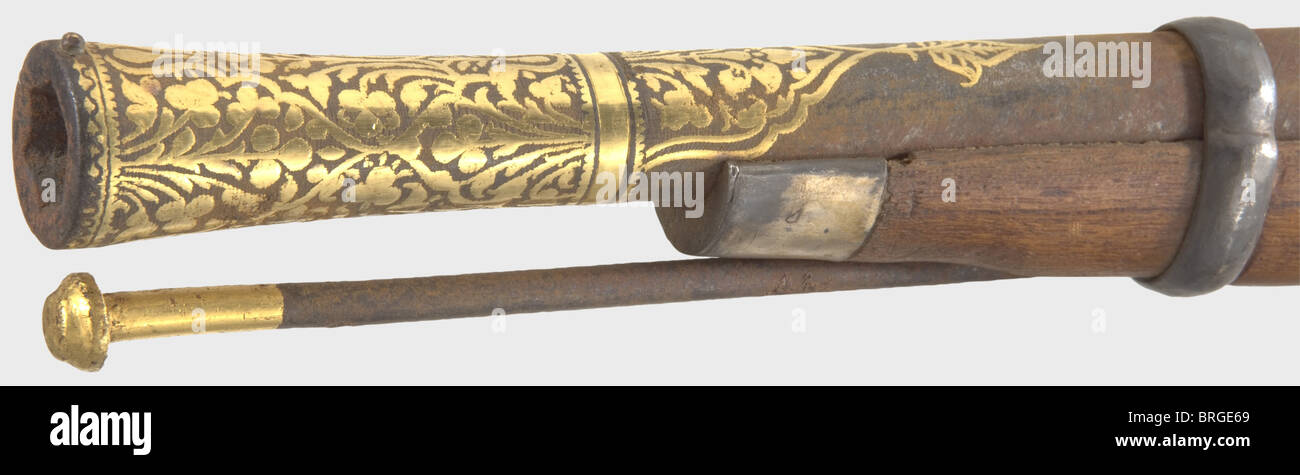 Two gold-inlaid Indian percussion rifles,end of the 19th century ...
