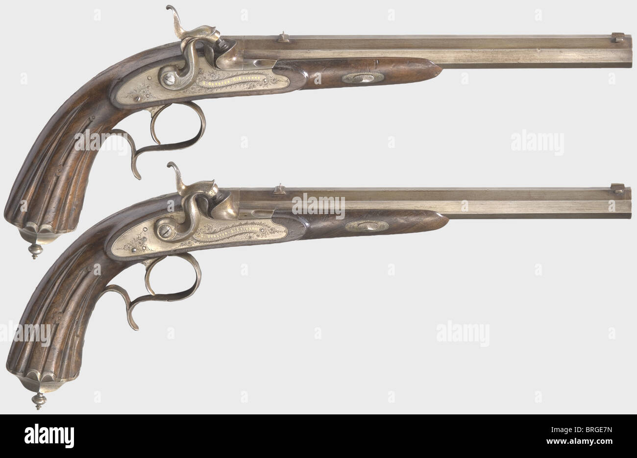 A cased pair of percussion pistols,S. Gerster,St. Etienne,circa 1840 ...