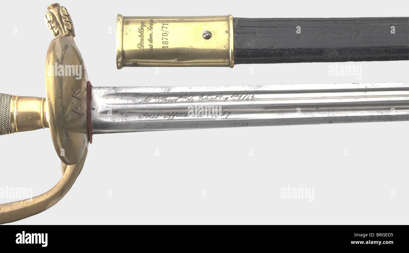 An old pattern officer's sword of the Prussian infantry,a gift on the ...