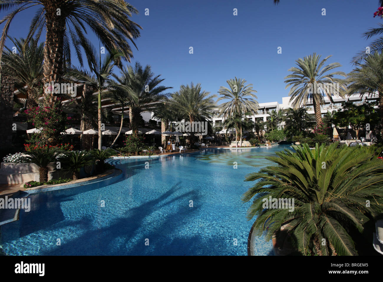 View of the swimming pool of Isrotel Agamim hotel in Eilat a resort ...