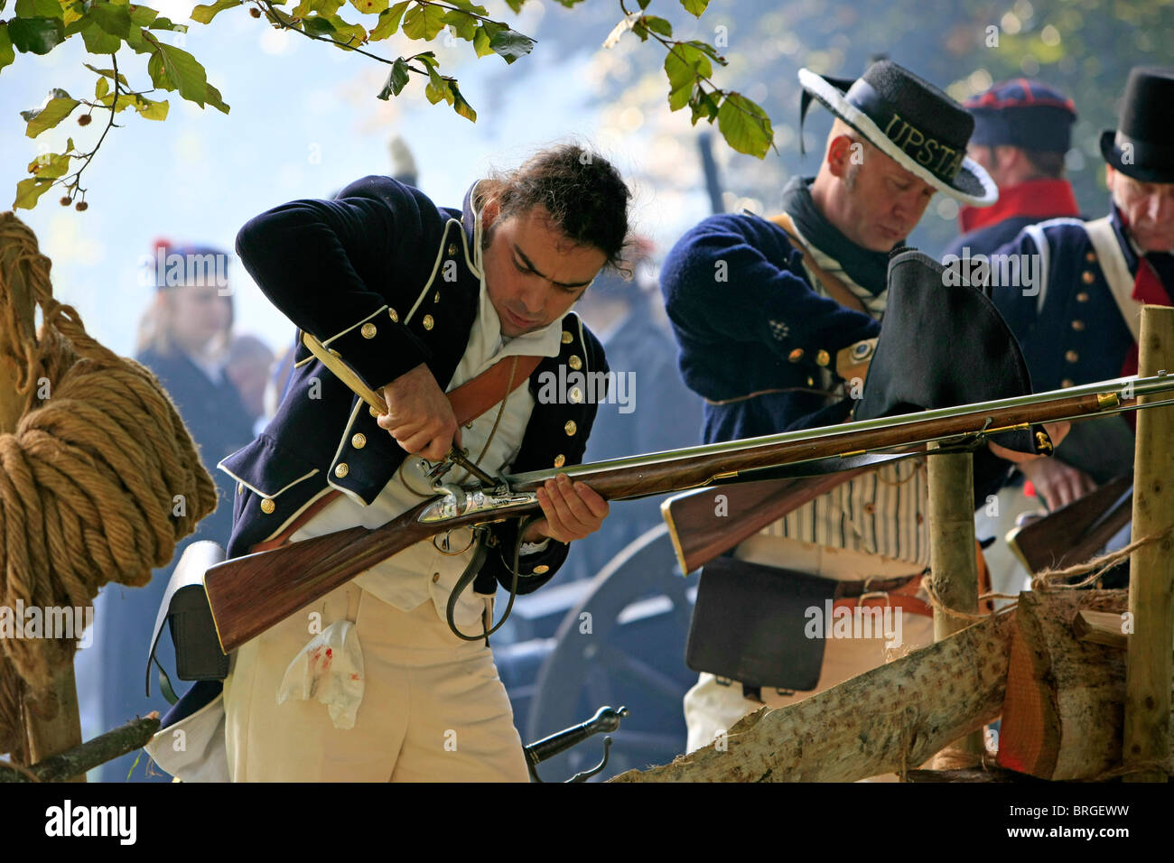 Men of the Royal Navy fighting the French during a recreation of the ...