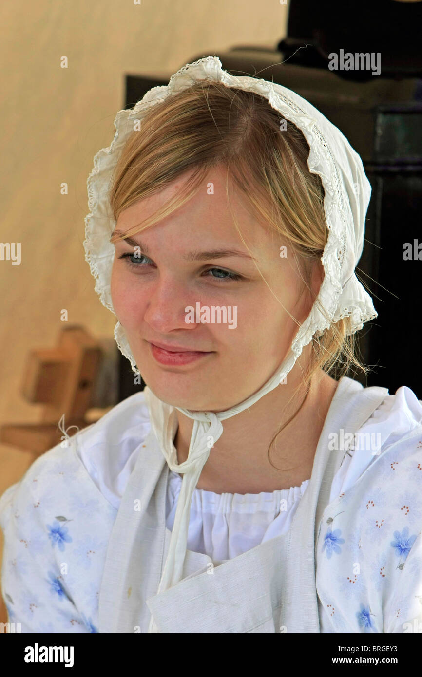 Young woman dressed in period clothing at a Napoleonic weekend Stock ...