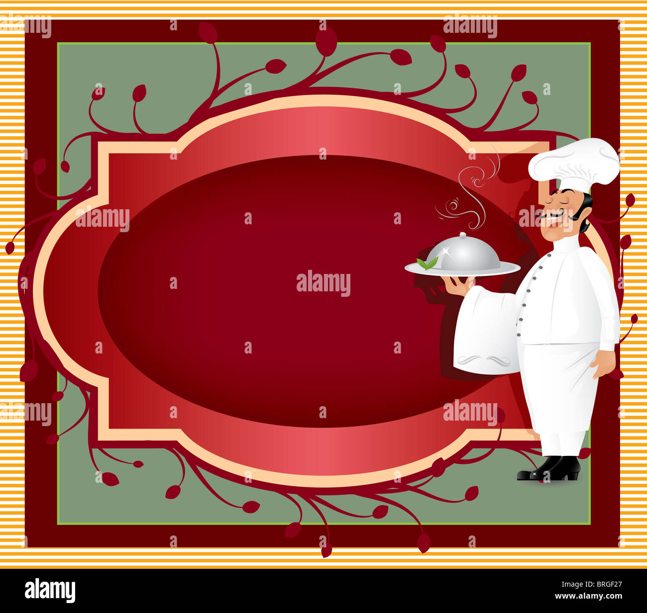 Chef with label Stock Photo - Alamy