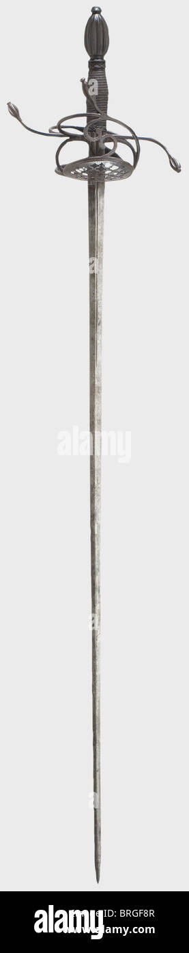 A Dutch or Scandinavian rapier, circa 1640/50 Slender thrusting blade ...