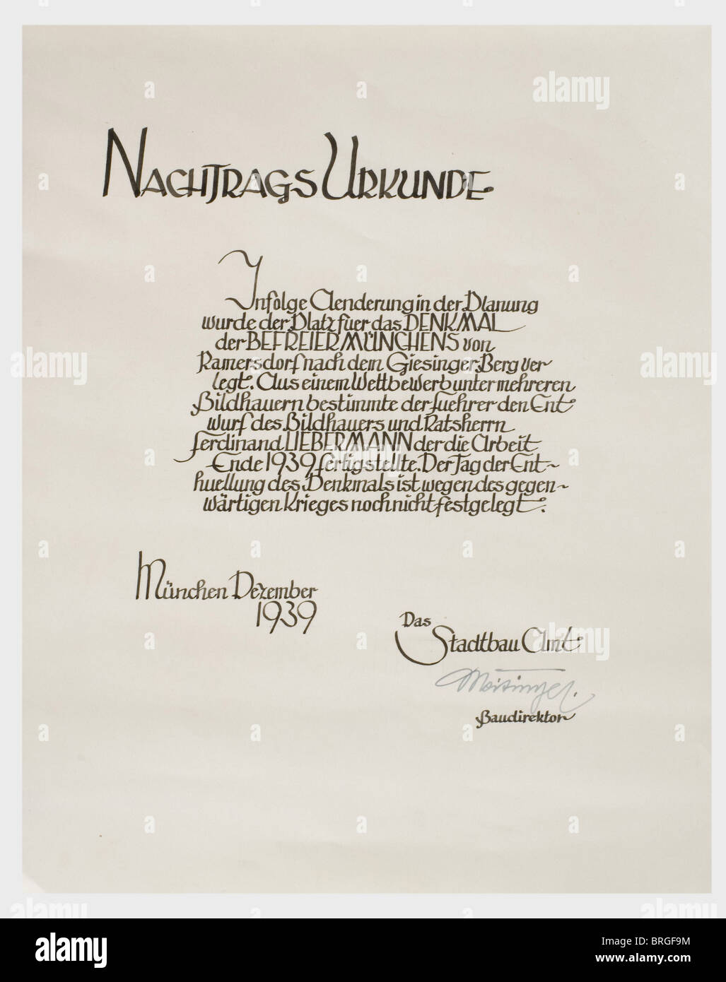 A cornerstone box with charter,Munich,2nd May 1934 Cylindrical document ...