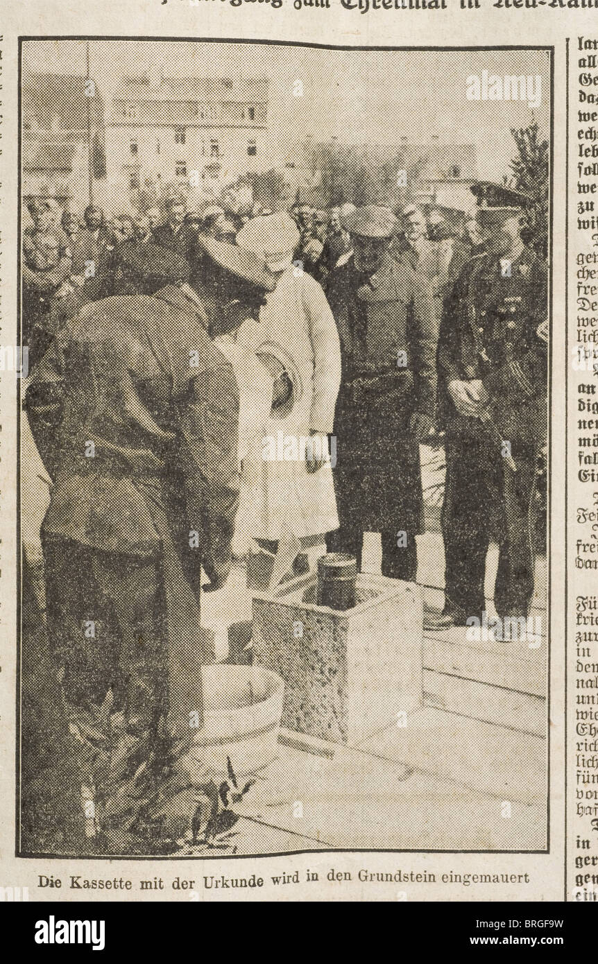 A cornerstone box with charter,Munich,2nd May 1934 Cylindrical document ...