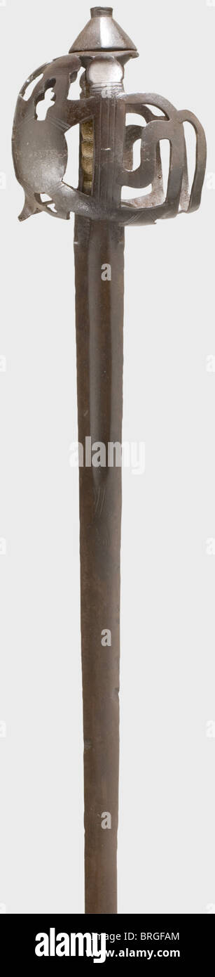 A Scottish broadsword,circa 1650 Strong,double-edged blade with a short ...