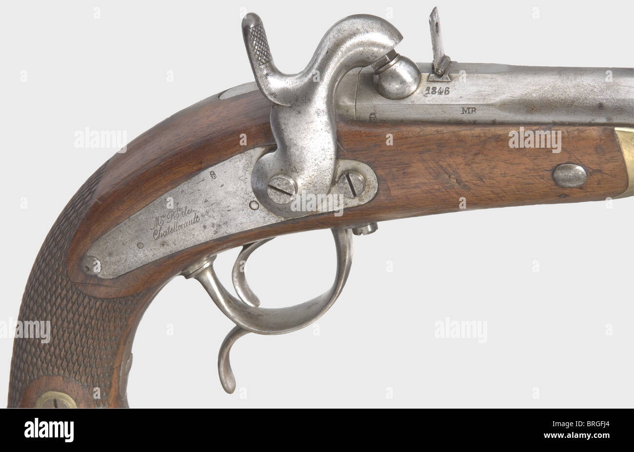 A model 1846 cavalry pistol.,Two-stage barrel,octagonal then round with ...
