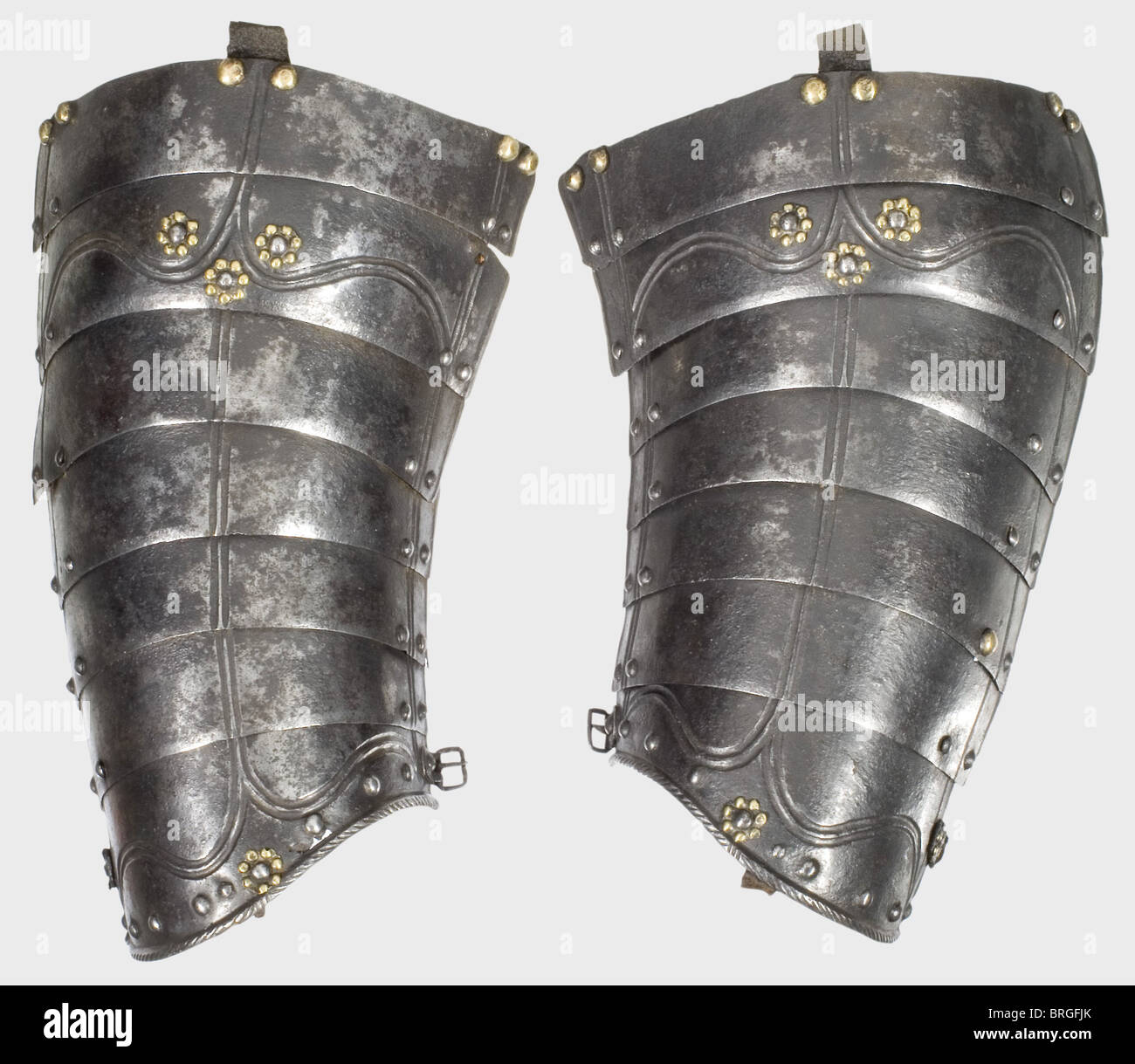 A pair of pauldrons,Brunswick,circa 1580 Pauldrons sliding on seven ...
