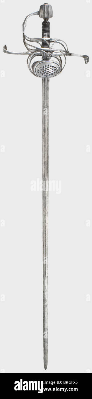 A Pappenheim rapier,German,circa 1630 Double-edged blade of flattened ...
