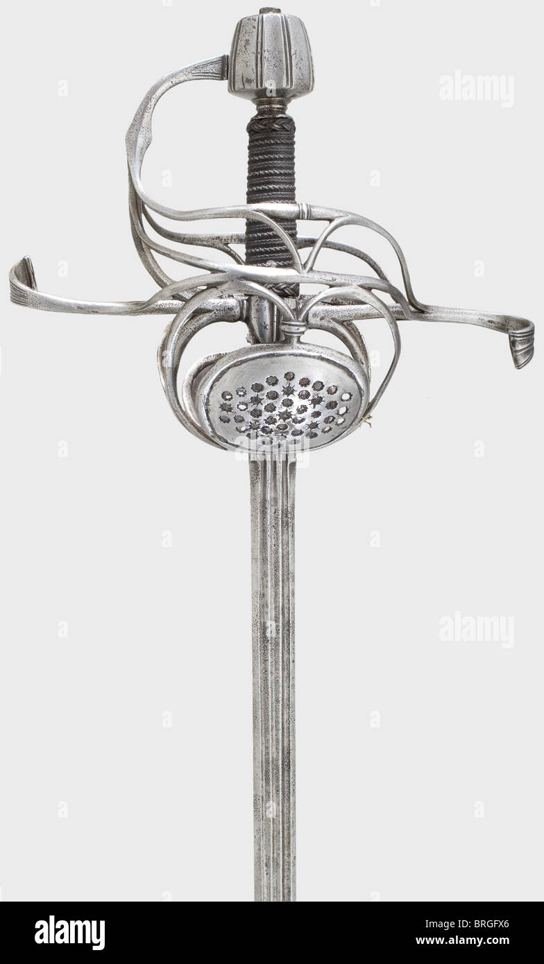A Pappenheim rapier,German,circa 1630 Double-edged blade of flattened ...