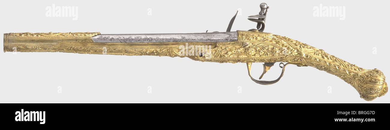 A pair of flintlock pistols with gold-plated stocks,Balkan/Turkey,19th ...