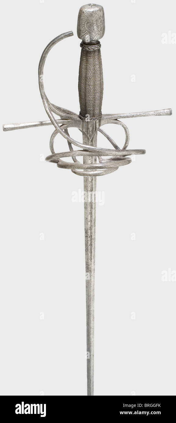 A German rapier,circa 1600 Slender thrusting blade of flattened ...