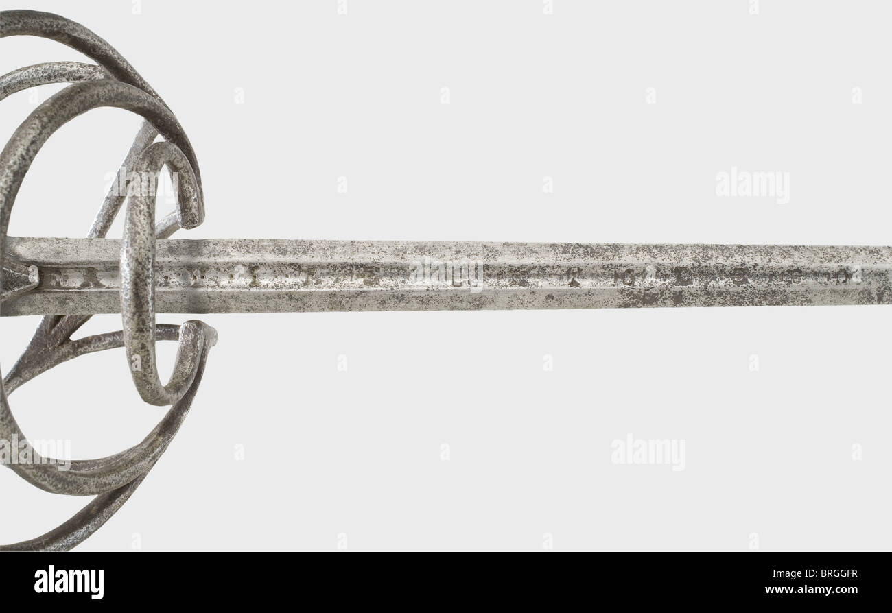 A German rapier,circa 1600 Slender thrusting blade of flattened ...