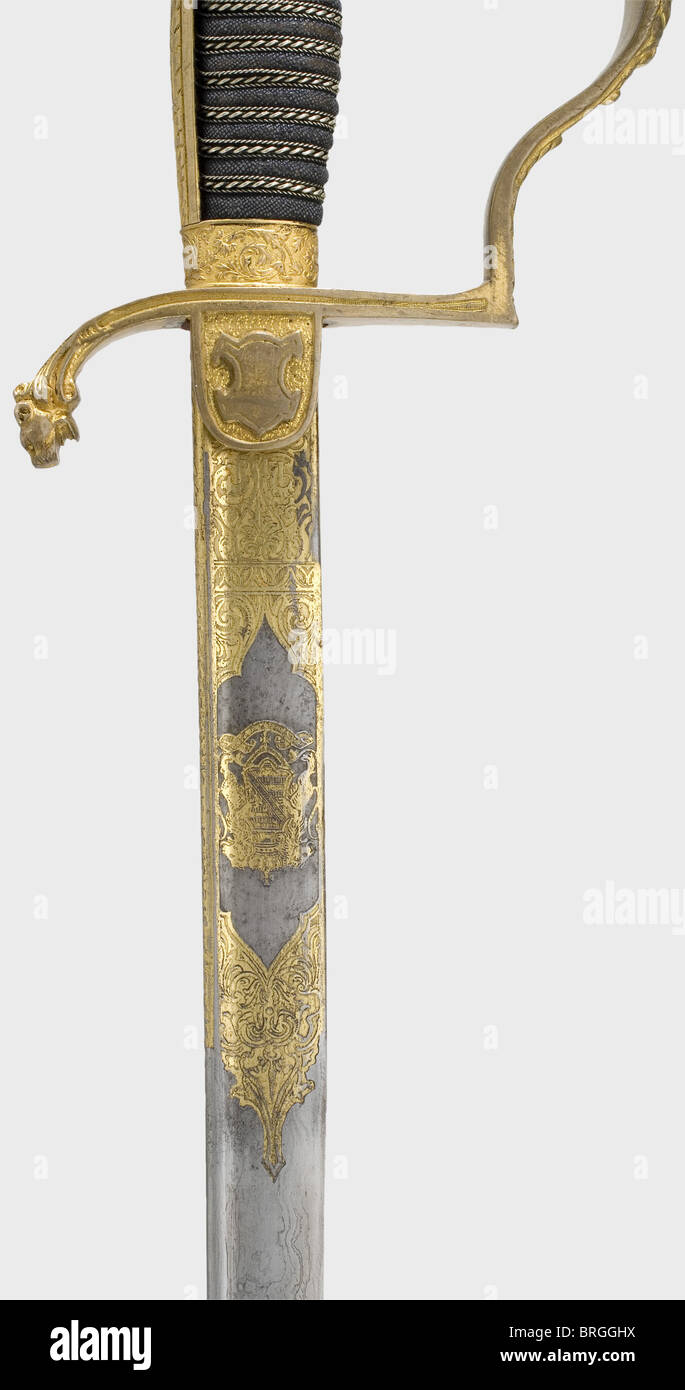A lion's head sabre for officers,of the Saxon cavalry Slightly curved ...