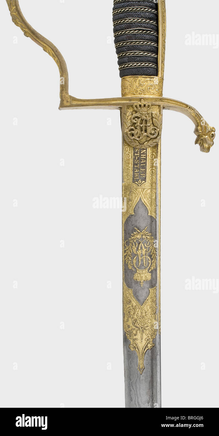 A lion's head sabre for officers,of the Saxon cavalry Slightly curved ...