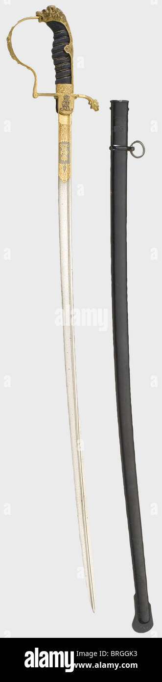 A lion's head sabre for officers,of the Saxon cavalry Slightly curved ...