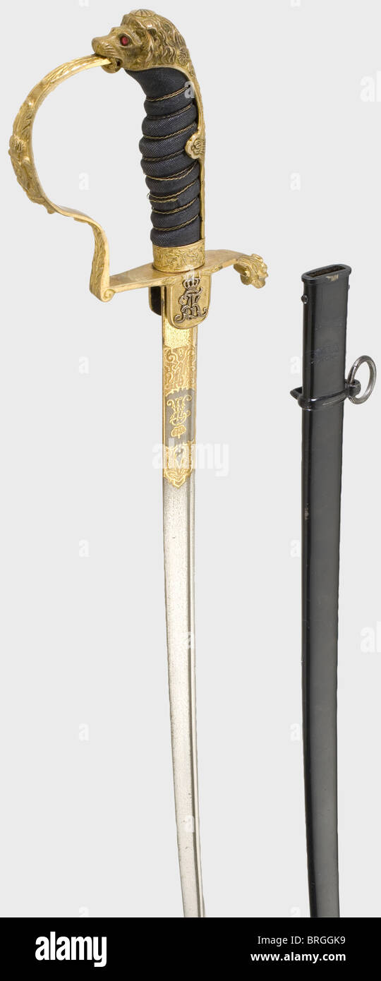 A lion's head sabre for officers,of the Saxon cavalry Slightly curved ...