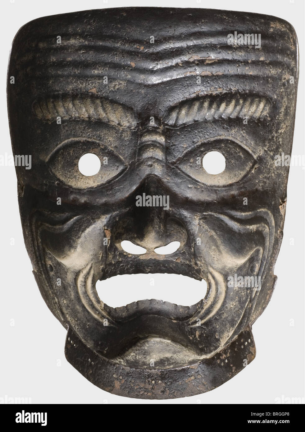 A Japanese mempo, Edo/Meiji period Resseiho type iron mempo from the ...