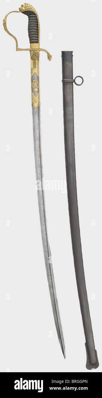 A lion's head sabre for officers,of the Saxon cavalry Slightly curved ...