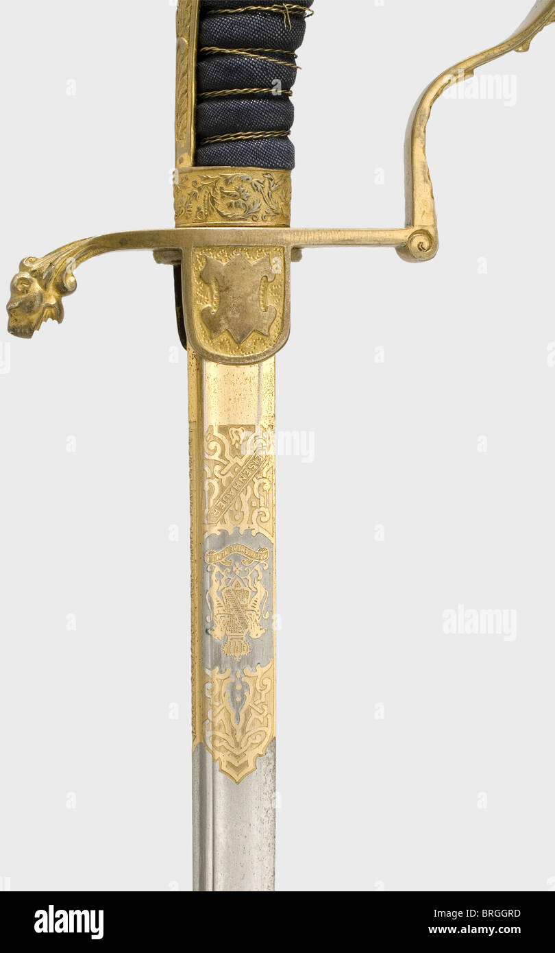 A lion's head sabre for officers,of the Saxon cavalry Slightly curved ...