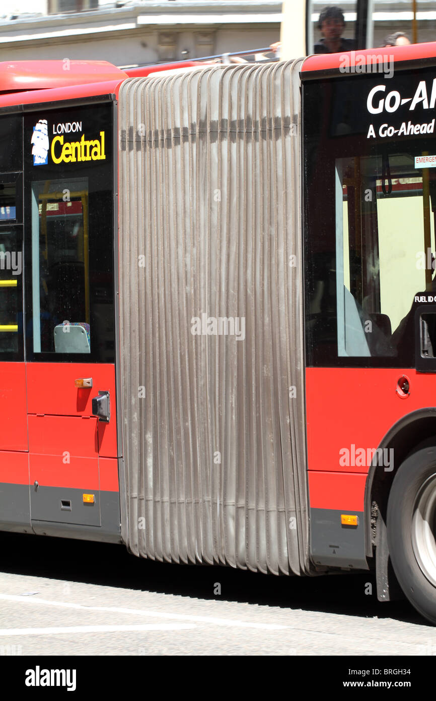 Red London bendy bus, London, England Stock Photo - Alamy