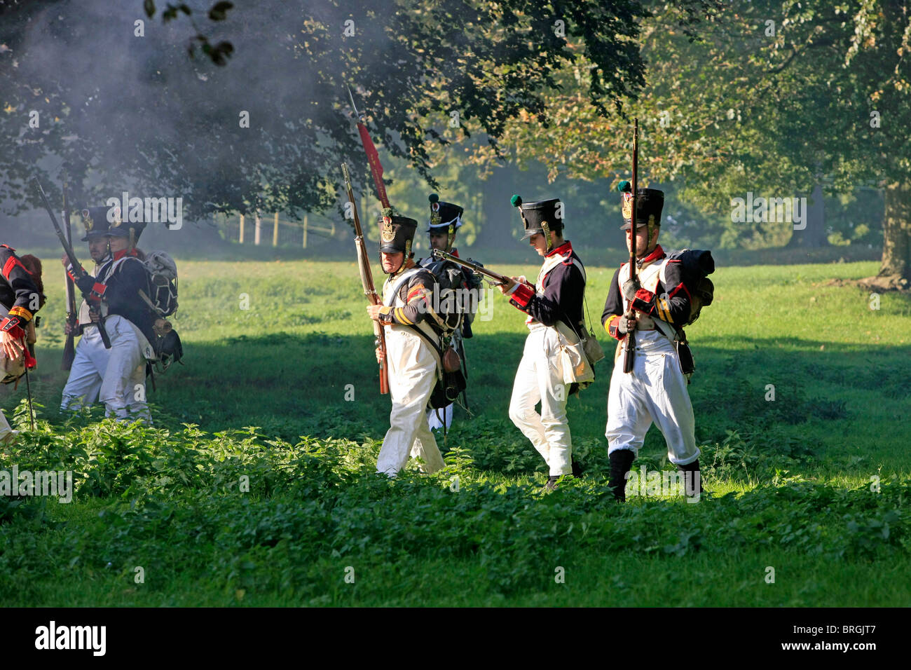 Soldiers of the French 21st eme Regiment at a recreation of the 1815 ...