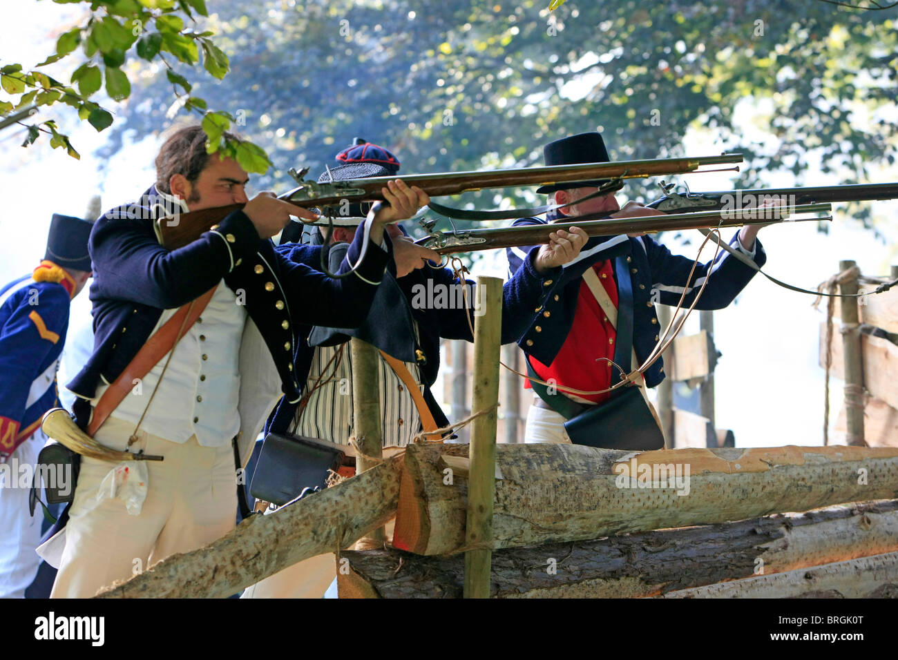 Men of the Royal Navy fighting the French during a recreation of the ...