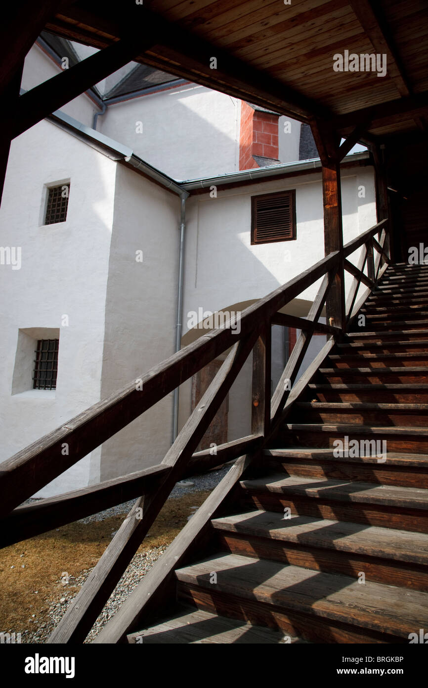 Wooden stair view hi-res stock photography and images - Alamy