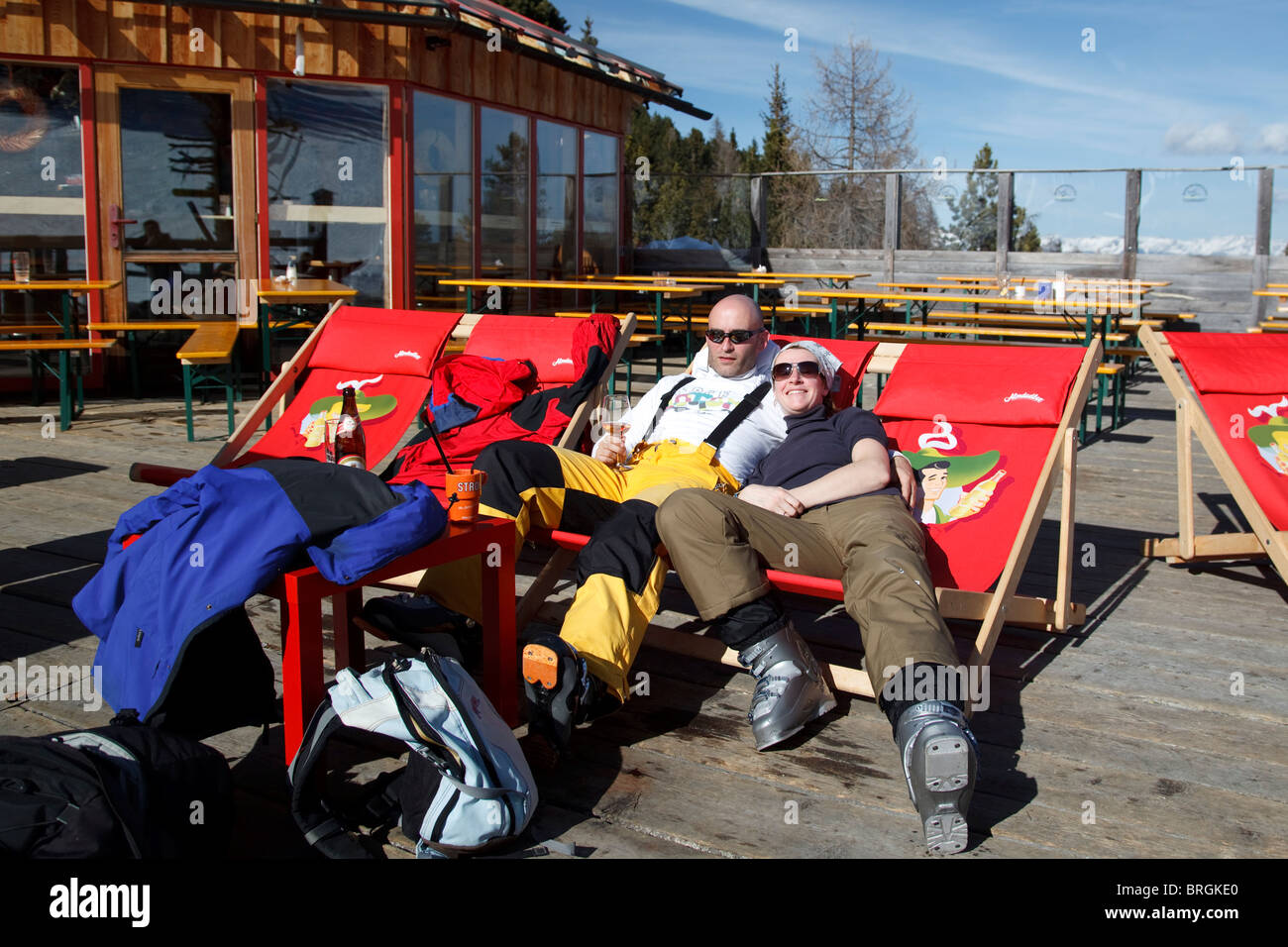 relaxation at skiing hut Stock Photo - Alamy