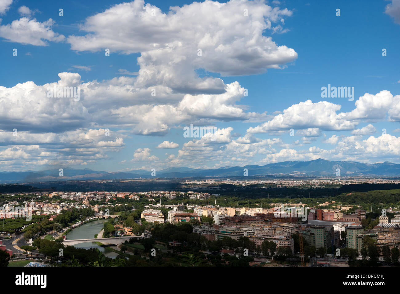 Rome hight view Cityscape cloudy sky panoramic Monte Mario hill Mary ...