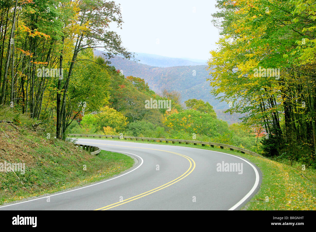 summer day on the road in the Great Smoky Mountains National Park near ...