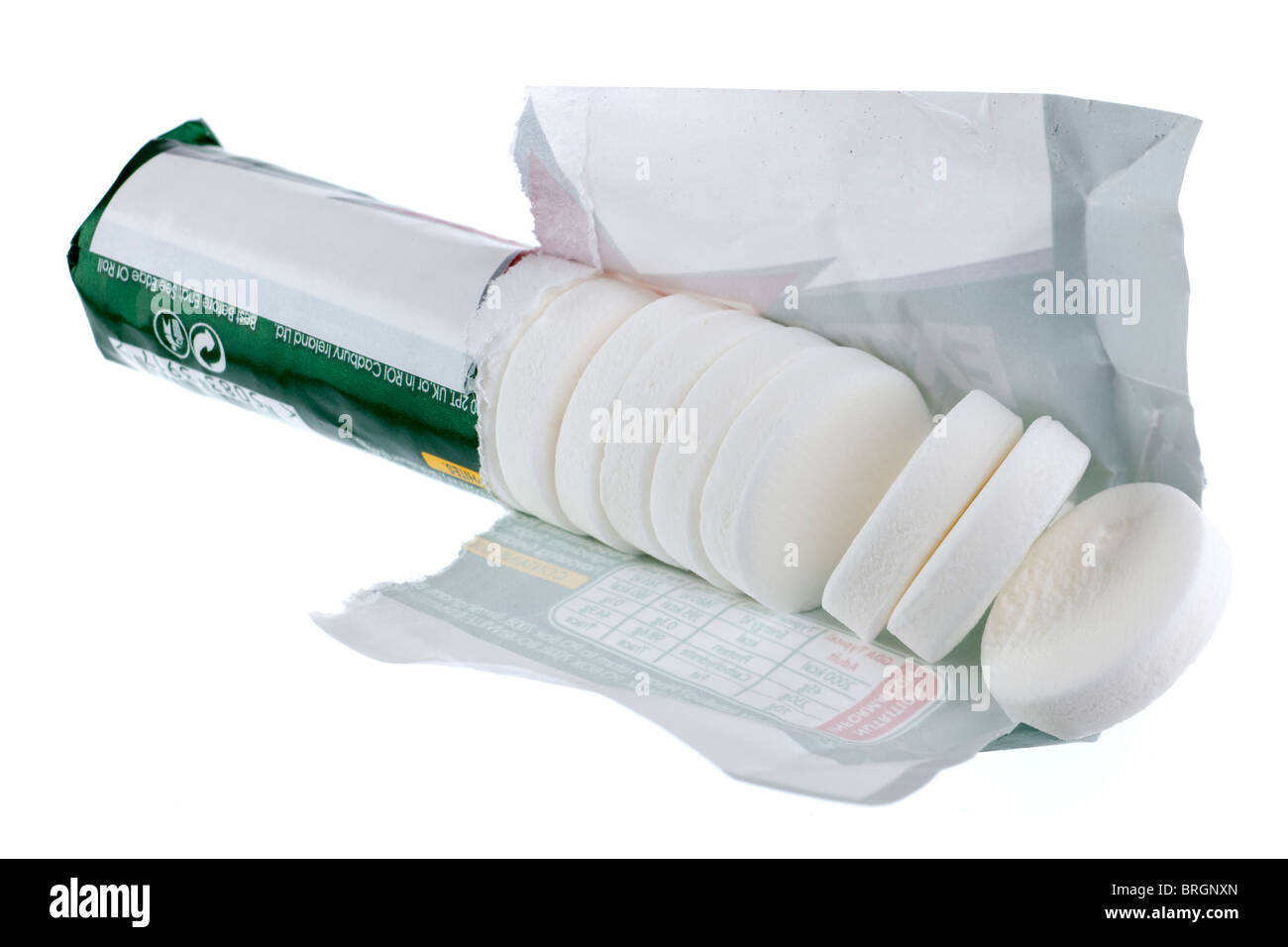 Opened packet of Trebor mints on white background Stock Photo - Alamy