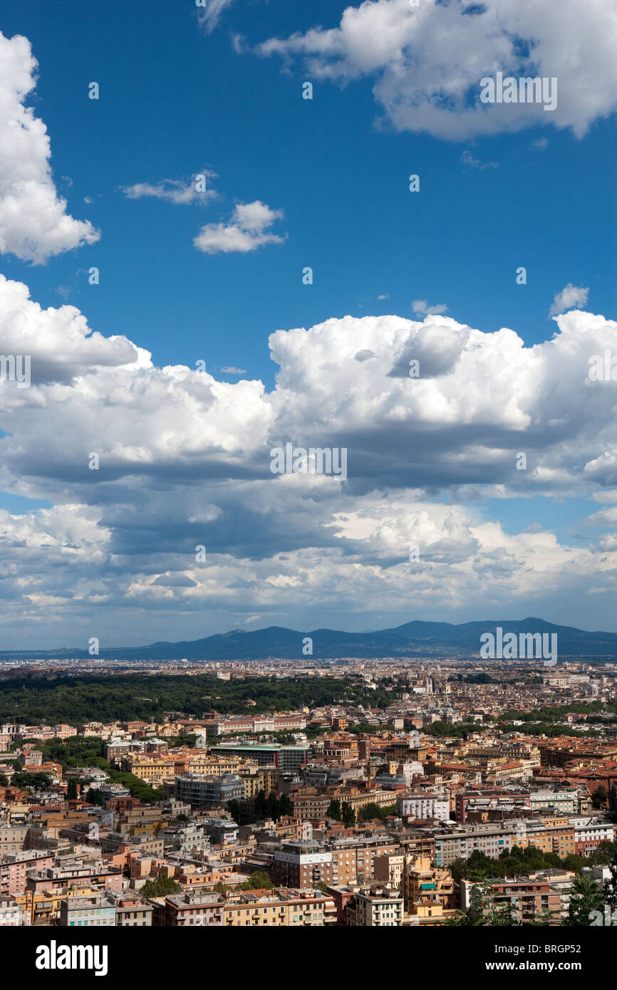 Rome hight view Cityscape cloudy sky panoramic Monte Mario hill Mary ...