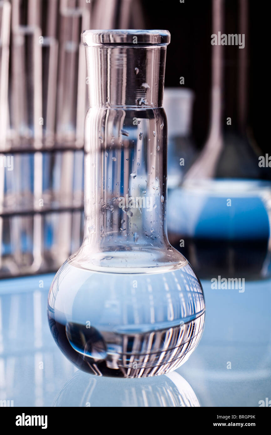 Laboratory glassware containing colorful liquid Stock Photo - Alamy