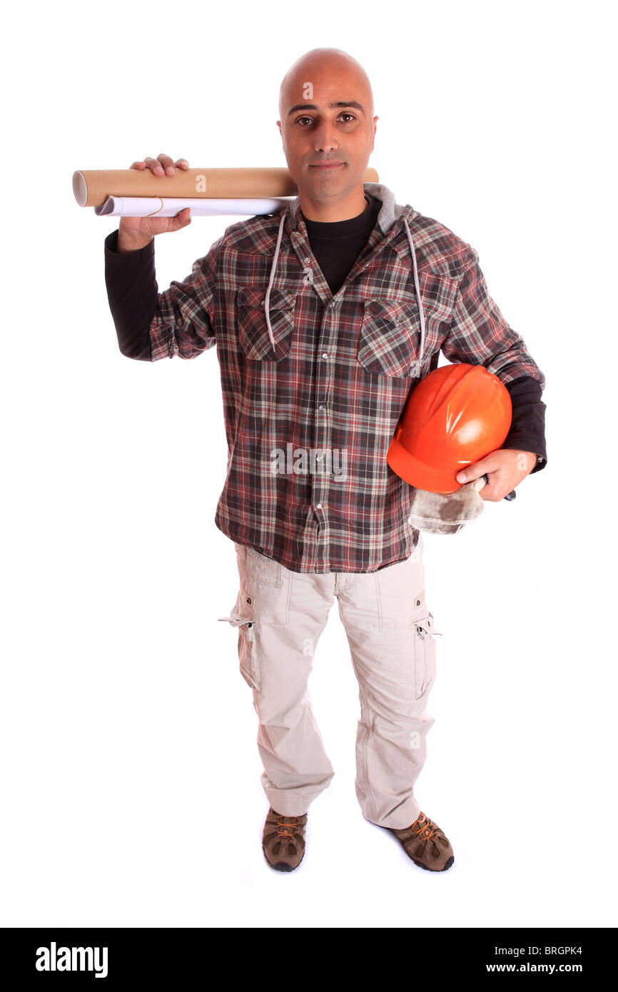 A contractor holding projects, ready to start working Stock Photo - Alamy