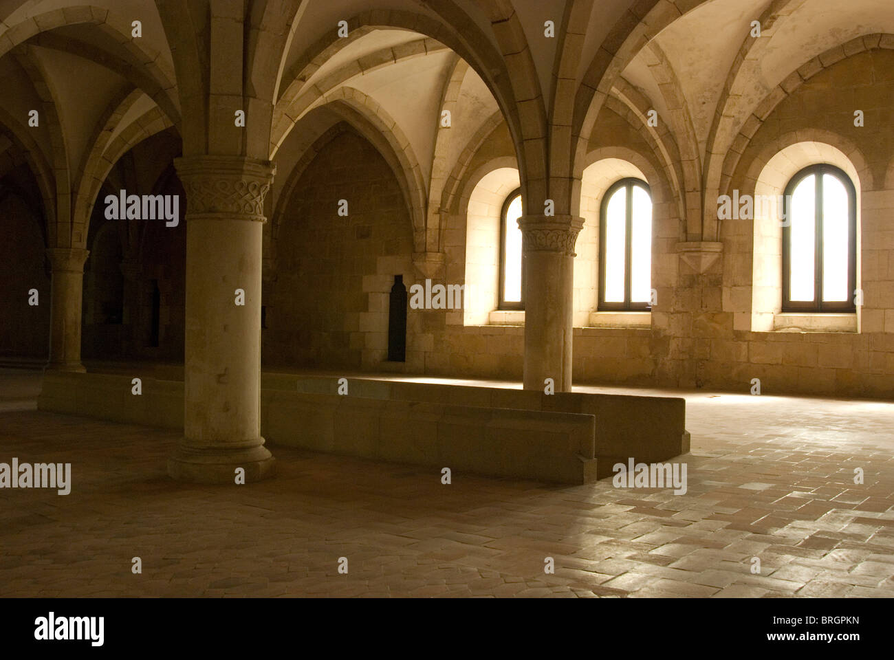 The Alcobaça Monastery, UNESCO world heritage site. Dormitory Stock ...