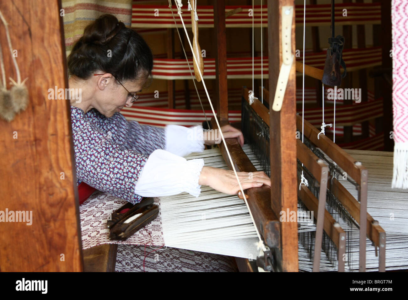 woman weaving vintage Stock Photo - Alamy