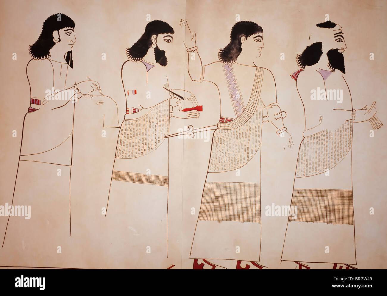 Assyrian wall painting from Til Barsip (now Tell Ahmar), Syria, from ...