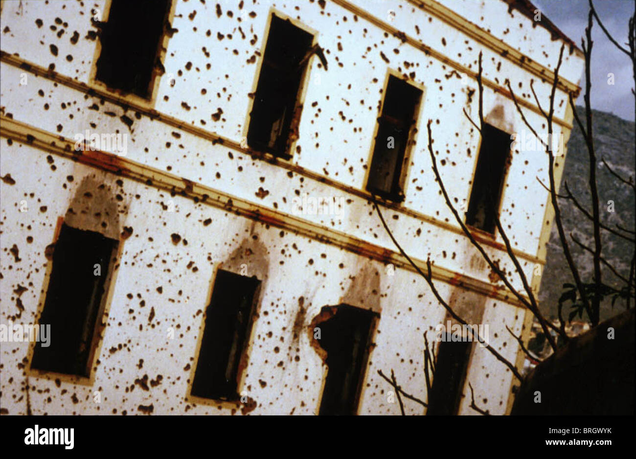 A bullet ridden building in Bosnia Stock Photo - Alamy