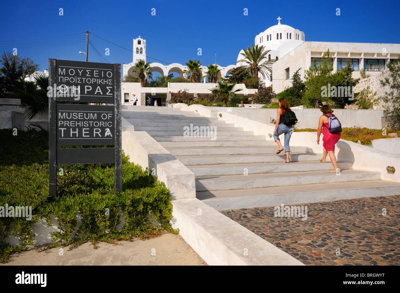 Entrance to the Museum Of Prehistoric Thera in Thira (Fira), Santorini ...