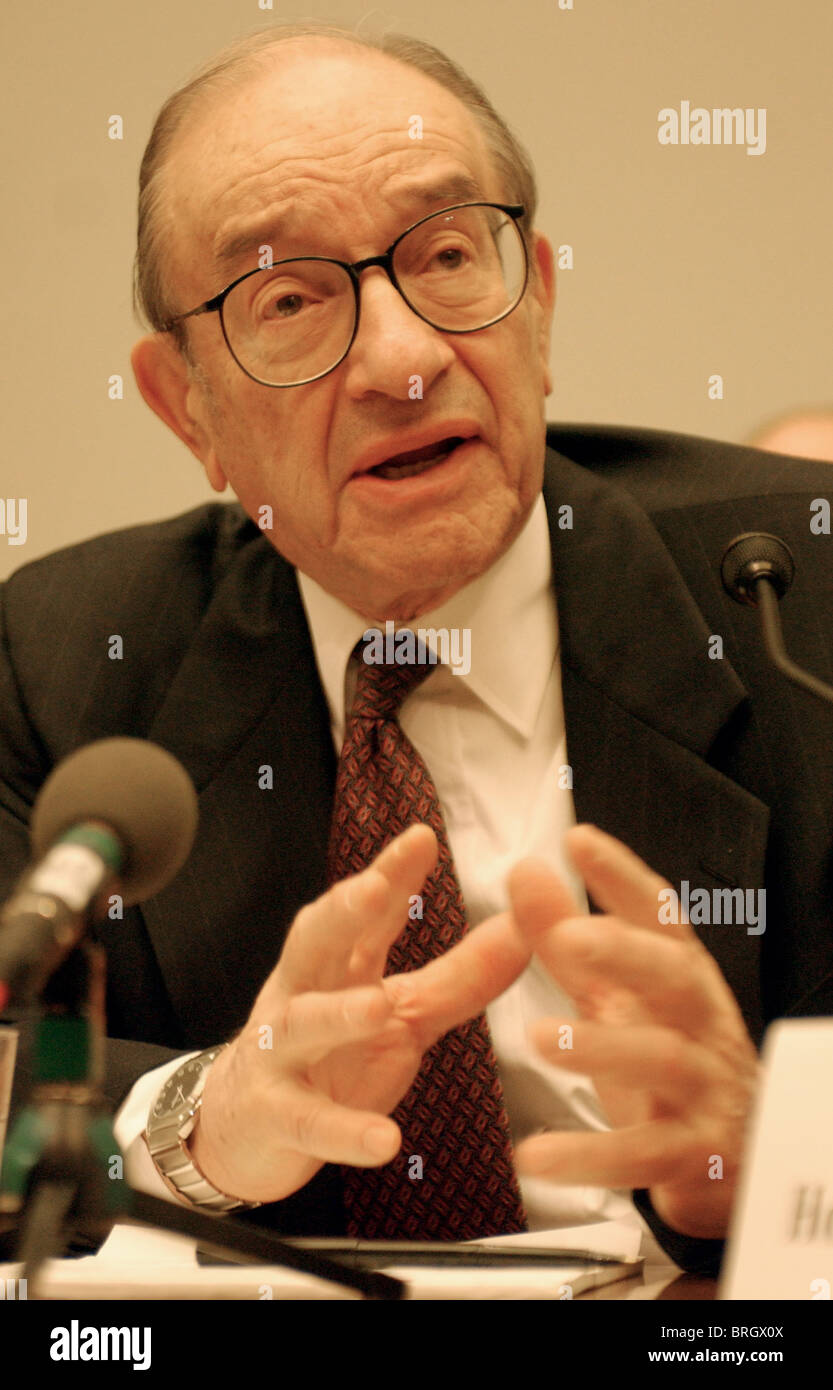 Alan Greenspan, Chairman of the U.S. Federal Reserve, appears before ...