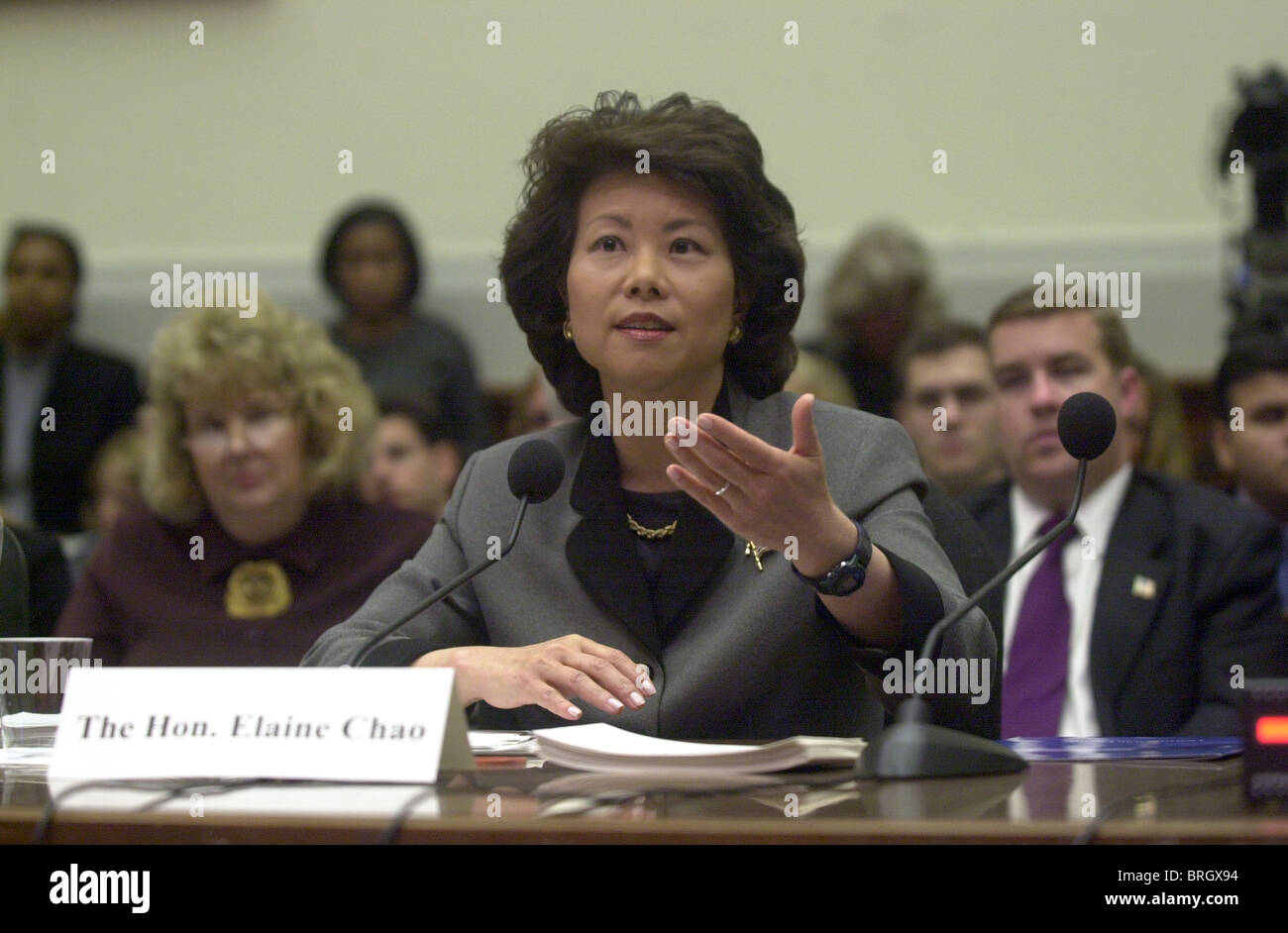 Labor Secretary Elaine Chao testifies on Capitol Hill Tuesday, Oct. 16 ...