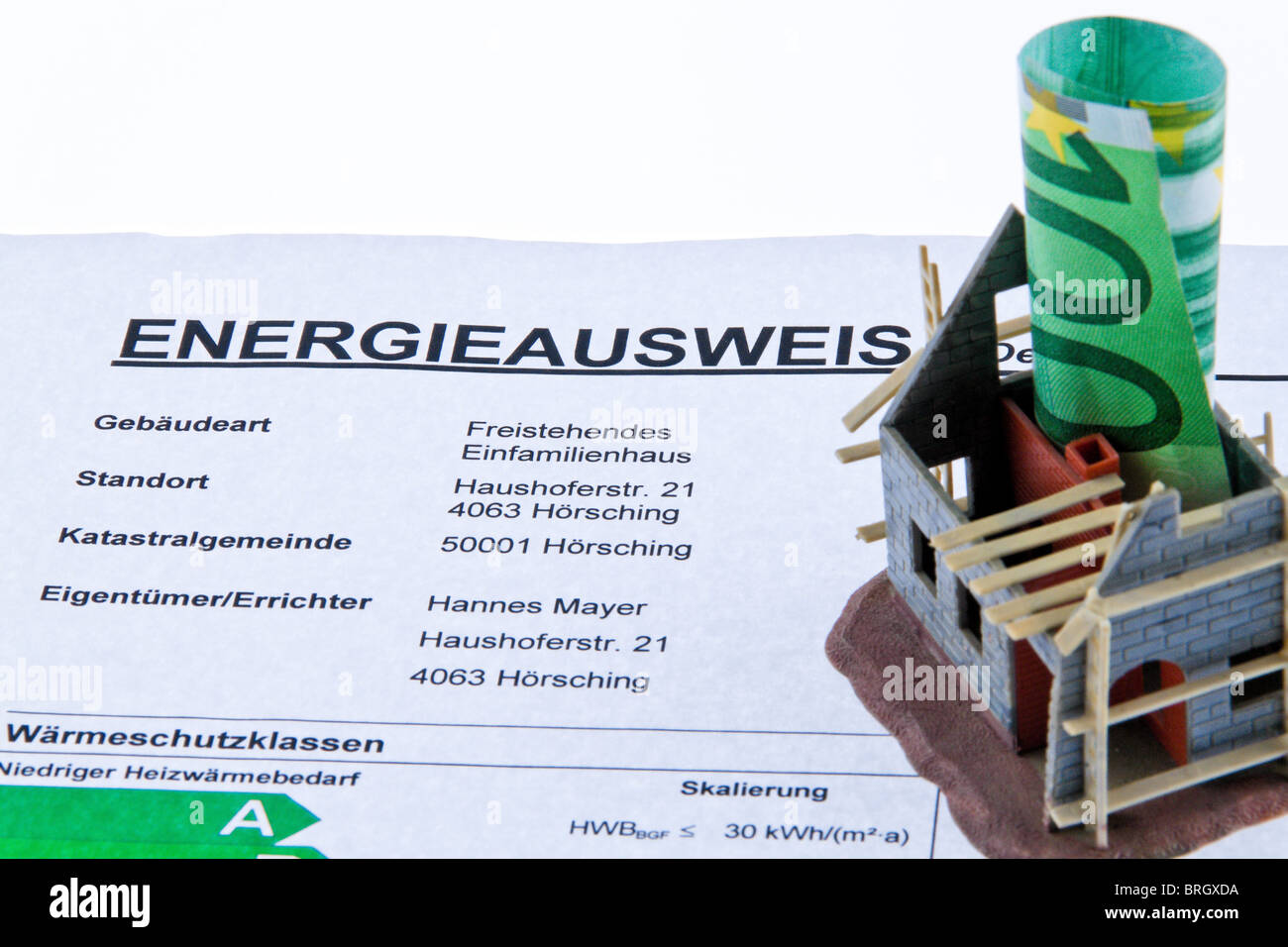 Carcass home with energy certificate. Certification for Austria Stock ...