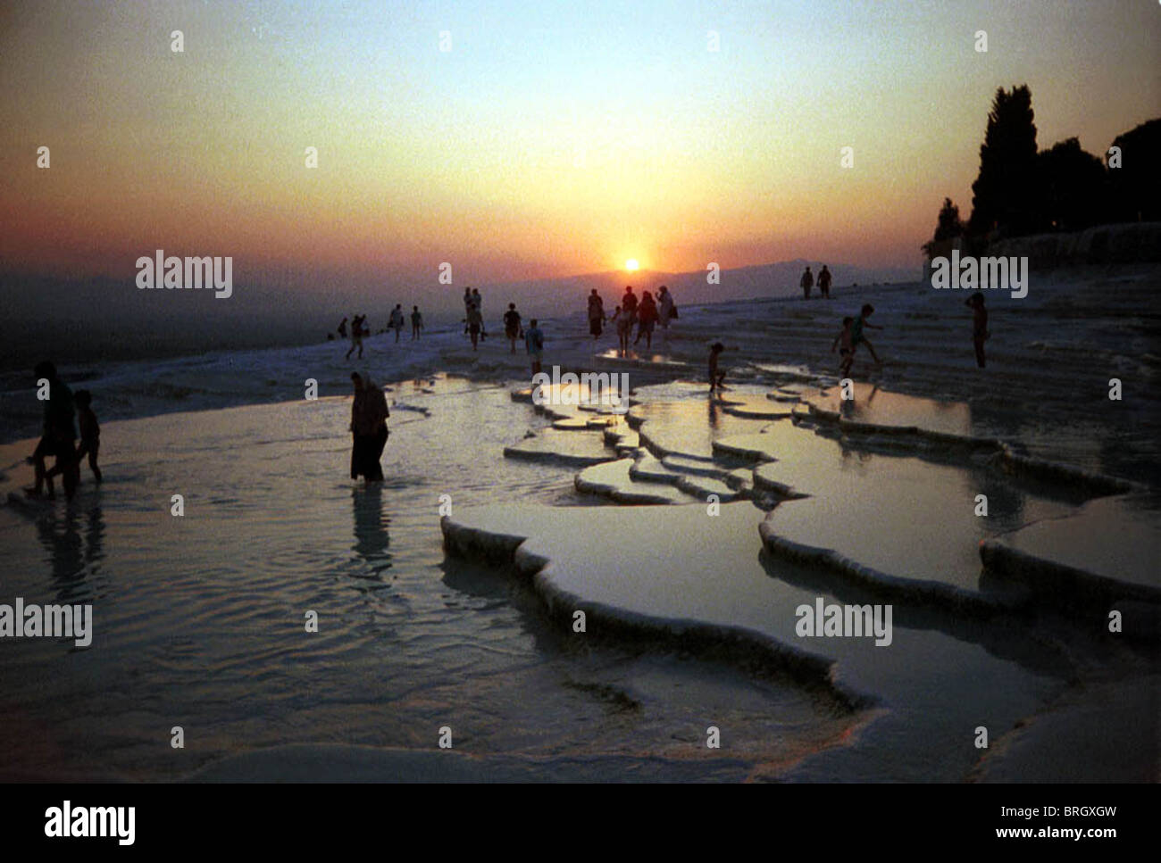Sunset at Turkey's foremost mineral-bath spa at Pamukkale (Hierapolis ...