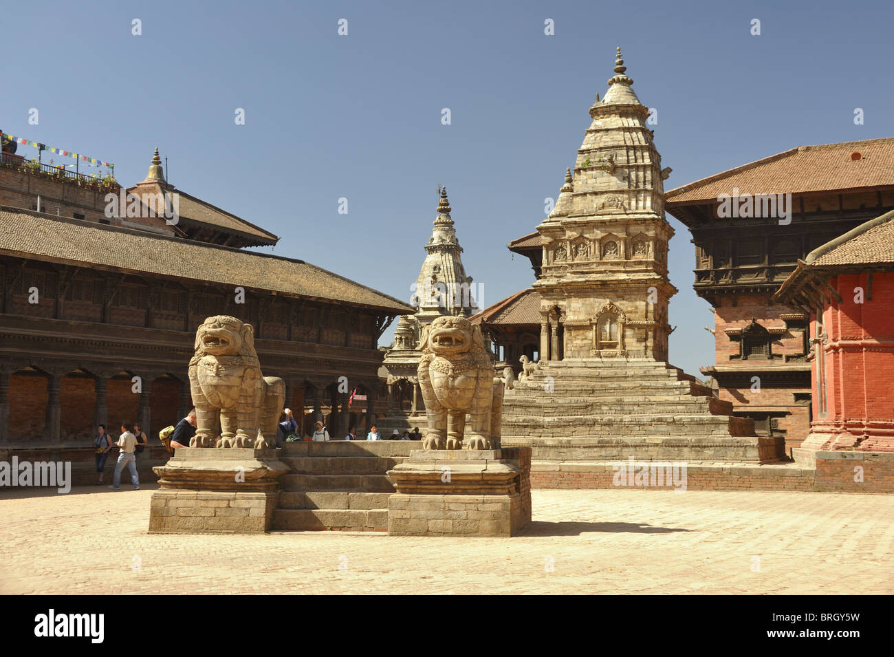 Stone Lions in Indra Varna Madavihar, Bhaktapur, Kathmandu Stock Photo ...